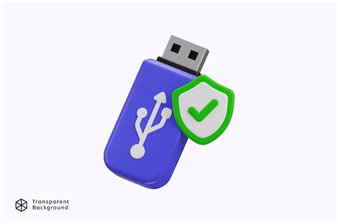 Premium Psd Usb Pendrive With Protect Shield Icon Concept Of Data Protected 3d Rendering