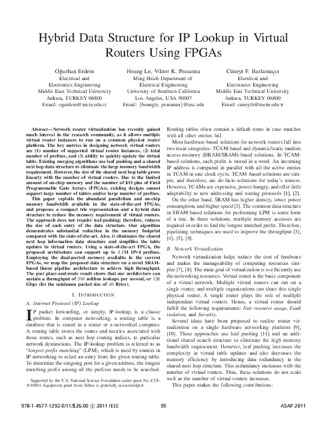 pdf hybrid data structure for ip lookup in virtual routers using fpgas