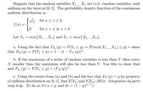 Solved Suppose That The Random Variables X1 Xn Are