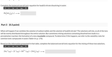 Solved Complete The Balanced Overall Ionic Equation For