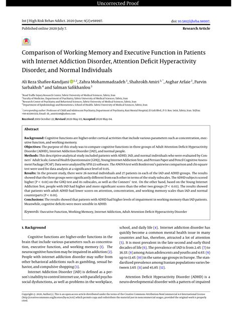Pdf Comparison Of Working Memory And Executive Function In Patients