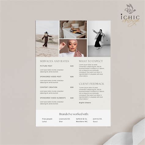 Canva Media Kit Template Influencer Rate Sheet Template Instagram