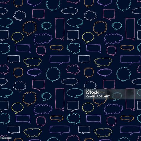 말풍선 패턴입니다 메시지 프레임 낙서 배경 낙서 프레임 스케치 손으로 그린 효과 벡터입니다 소셜 미디어 만화 텍스트 잡담 대화 구름 0명에 대한 스톡 벡터 아트 및 기타