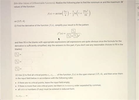 Solved Min Max Values Of Differentiable Functions Realize
