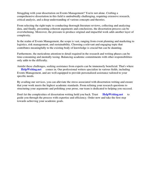 Dissertation Topics Events Management Pdf