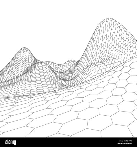 Abstract Vector Wireframe Landscape Background Cyberspace Grid 3d Technology Wireframe Vector