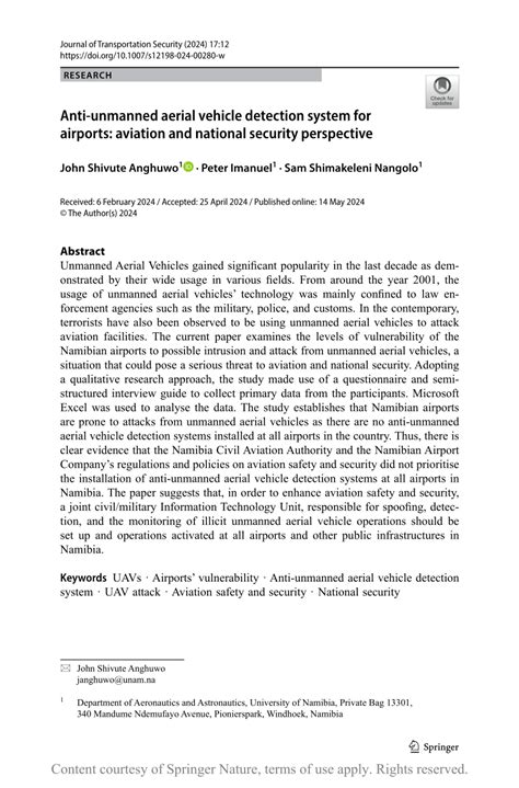Pdf Anti Unmanned Aerial Vehicle Detection System For Airports Aviation And National Security