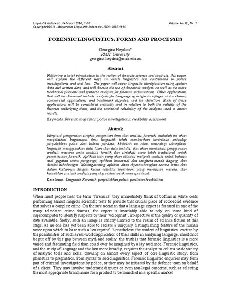 Forensic Linguistics Forms And Processes Pdf Vowel Linguistics