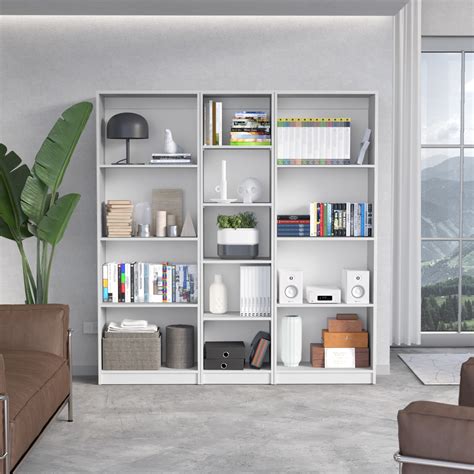 We Have Furniture Trues 3 Piece Living Room Set With 3 Bookcases White