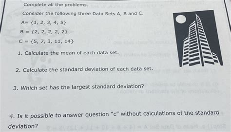 solved complete all the problems consider the following three data