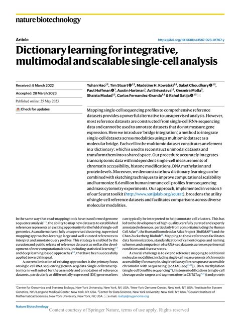 Dictionary Learning For Integrative Multimodal And Scalable Single Cell Analysis Request PDF