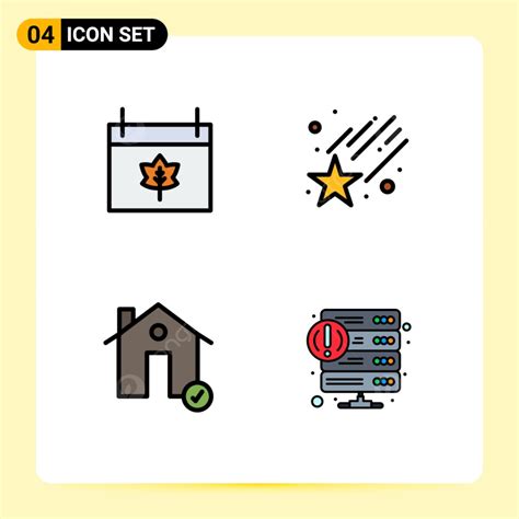 4 Thematic Vector Filledline Flat Colors And Editable Symbols Of Autumn And Autumn Editable