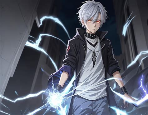 Premium Ai Image An Anime Boy With Silver Hair And Mysterious Glowing