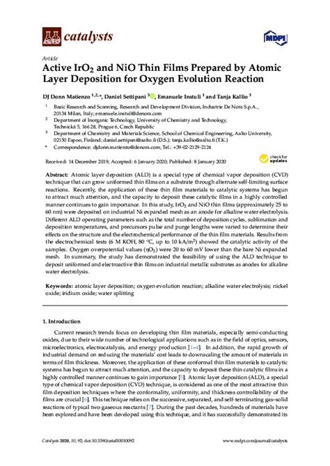 Pdf Active Iro2 And Nio Thin Films Prepared By Atomic Layer