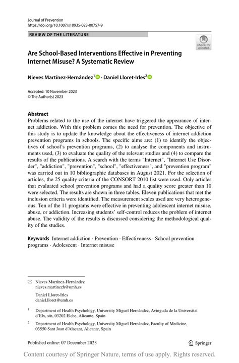 Pdf Are School Based Interventions Effective In Preventing Internet