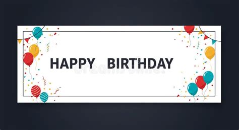 A Rectangular Birthday Banner With A White Background And A Thin Black