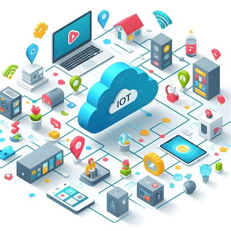 3d Flat Vector As Cloud Computing And Iot Integration With Connected Device Icons Concept As
