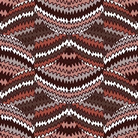 Hand Drawn Zig Zag Lines Mosaic Ornament Abstract Wave Seamless Pattern In Doodle Style