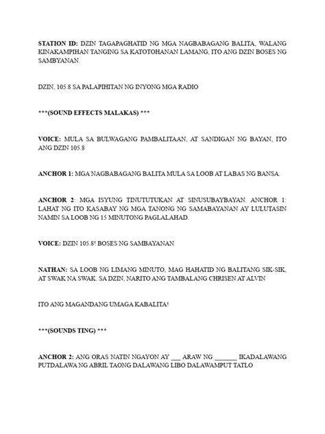Radio Broadcasting Script Pdf