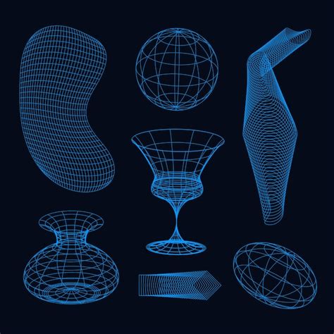 Free Vector Retro Futuristic 3d Mesh Element
