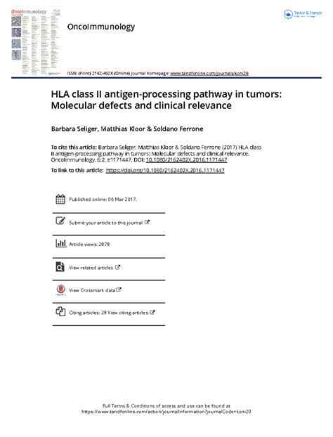 Hla Class Ii Antigen Processing Pathway In Tumors Molecular Defects