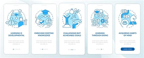 Learning Basic Concepts Blue Onboarding Mobile App Screen Walkthrough 5 Steps Editable Graphic