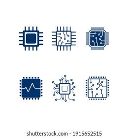 Cpu Microprocessor Chips Icons Set Vector Stock Vector Royalty Free Shutterstock