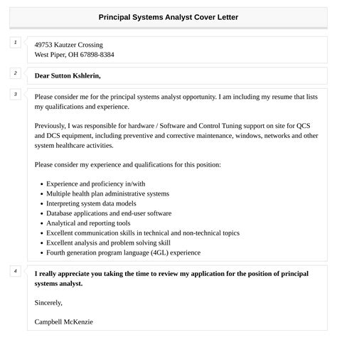 Principal Systems Analyst Cover Letter Velvet Jobs