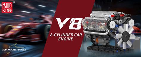 Mould King V8 Engine Building Blocks Sets Moc Scale Model