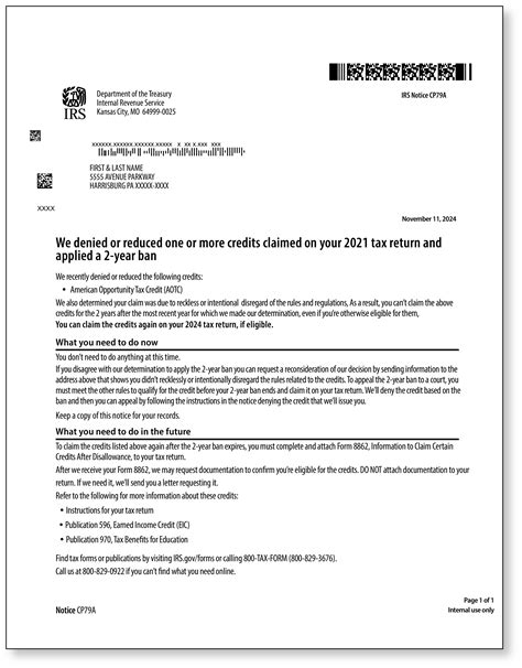 Irs Audit Letter Cp79a Sample 1