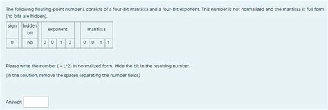 Solved The Following Floating Point Number L Consists Of A Chegg