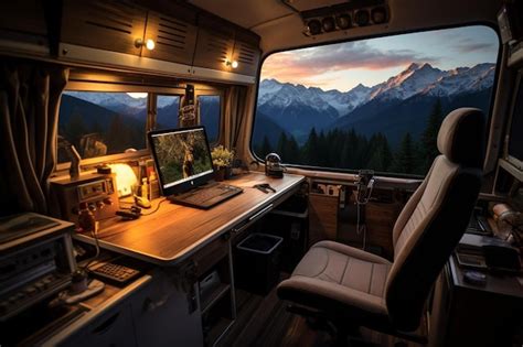 Premium Photo Work And Wander Seamlessly With A Mobile Office Setup