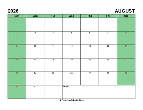 August 2026 Calendars With Usa Holidays Word Pdf Excel