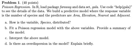 Solved Problem Points Poisson Regression In R Load Chegg
