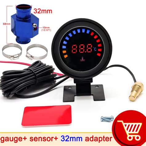 Round Lcd Digital Car Truck Water Temp Gauge Temperature Sensor Temperatura Moto Voltmeter