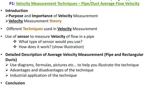 P1 Velocity Measurement Techniques Pipeduct Average Flow Velocity