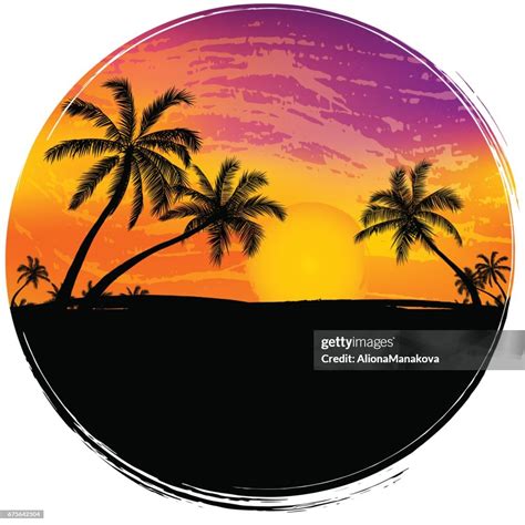 Palm Tree Sunset Cartoon Sunset Beach Scene With Palm Tree And Welcome