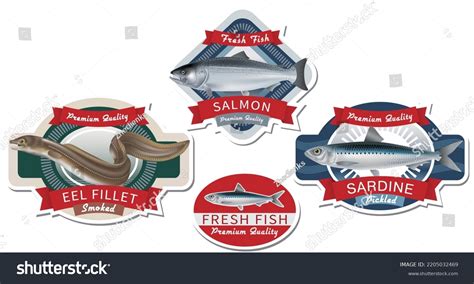 Fresh Fish Label Design Vector Stock Vector Royalty Free Shutterstock