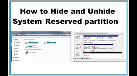how to hide and unhide system reserved partition in windows youtube