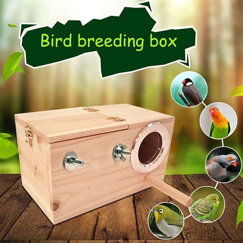 Volksrose Parakeet Nesting Box Wooden Bird Nest Breeding Box With Bird Perch Parrot Mating Box