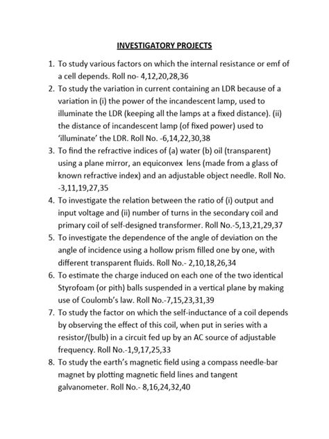 Investigatory Projects Pdf