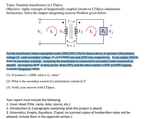 Solved Topic Simulate Transformers In Ltspiceobjective