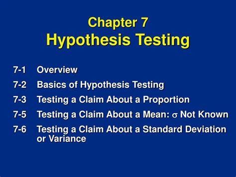 PPT Chapter 7 Hypothesis Testing PowerPoint Presentation Free Download ID 313220
