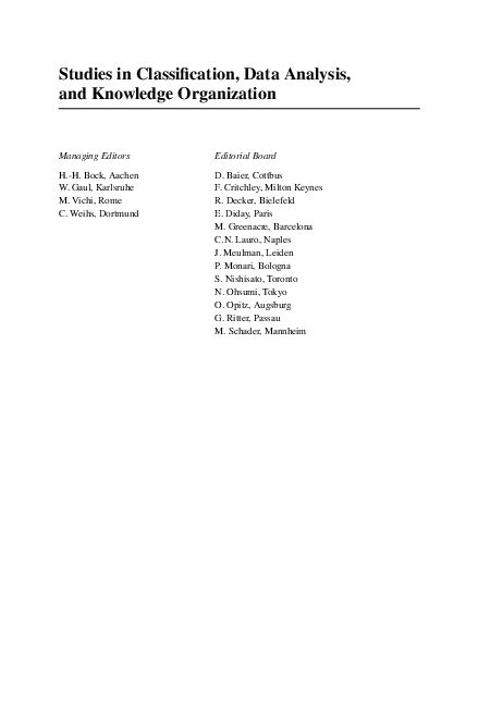 Pdf Advances In Statistical Models For Data Analysis