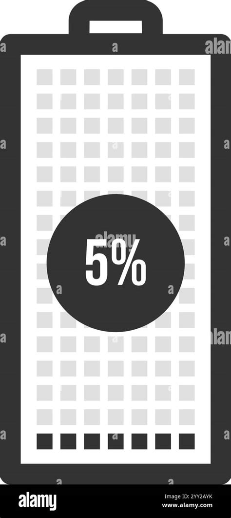Simple Battery Icon With A Charge Indicator Showing 5 Percent Remaining