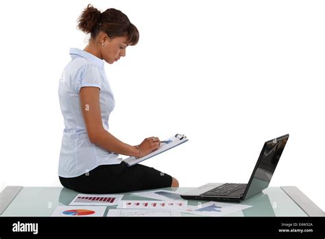 Woman Checking Financial Records Stock Photo Alamy