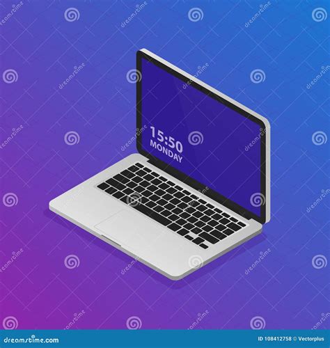 Isometric Laptop Illustration Modern Realistic Desktop Computer Stock Illustration