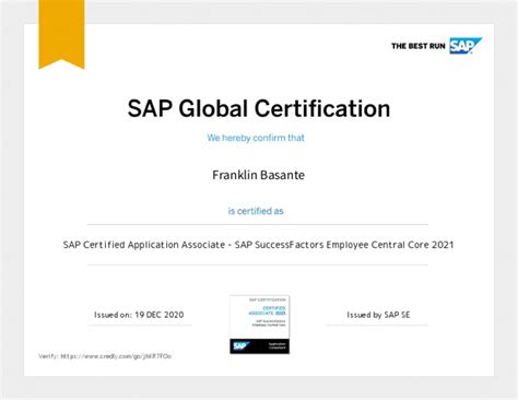 Sap Certified Application Associate Sap Successfactors Employee Central