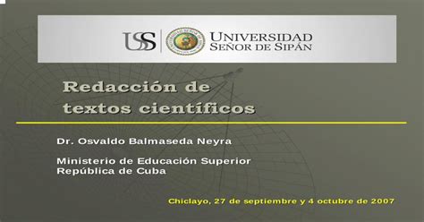 Redacción De Textos Científicos Pe · Objetivos Reconocer Códigos Específicos Del