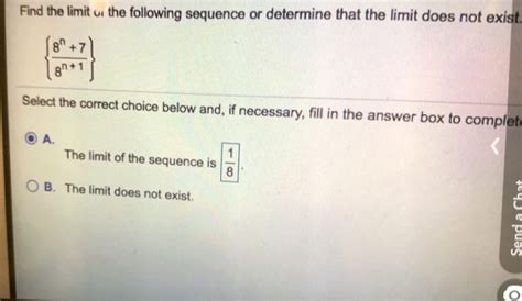 Solved Find The Limit Or The Following Sequence Or Determine